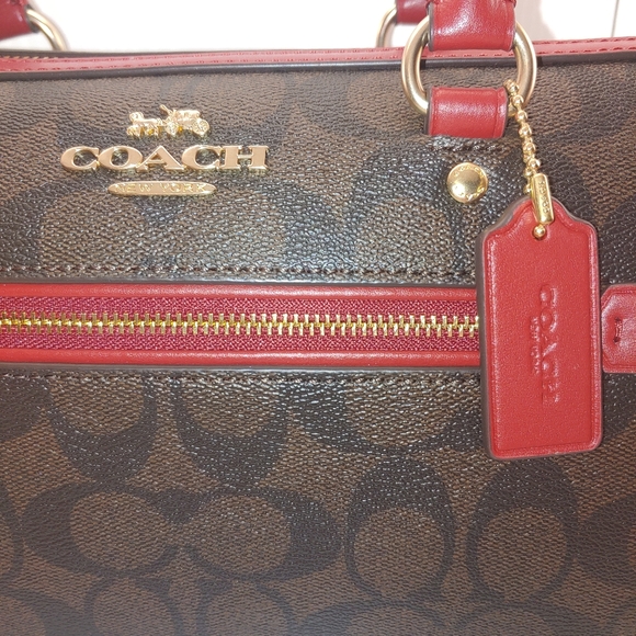 Coach | Bags | Coach Rowan Satchel In Signature Canvas Brown 941 Red ...